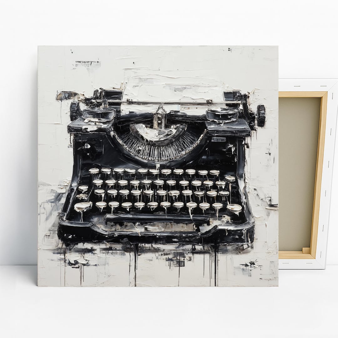 Vintage Typewriter Art, Canvas or Poster, Modern Minimalist Decor ...