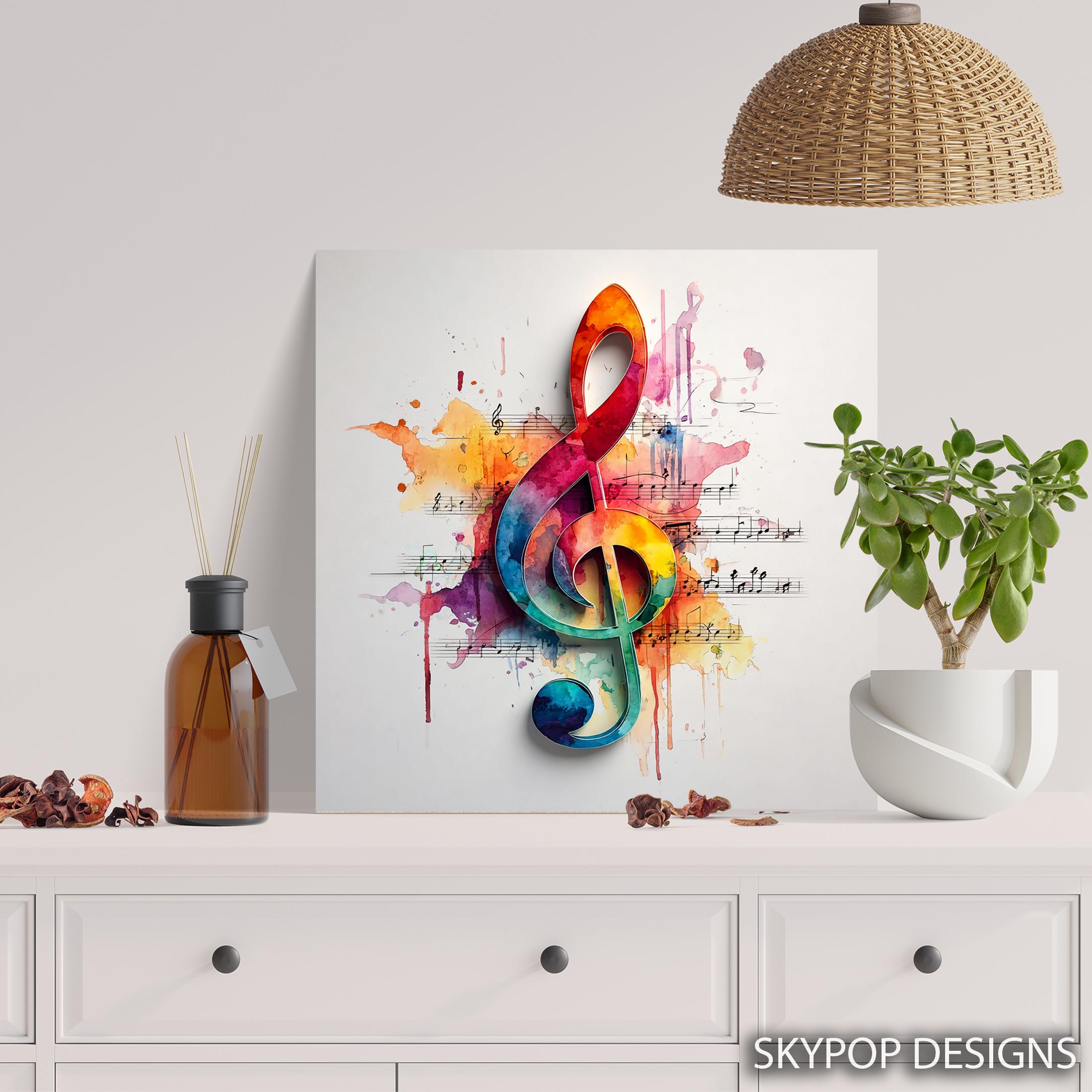 Treble Clef Art, Poster or Canvas, Abstract Music Decor, Living Room ...