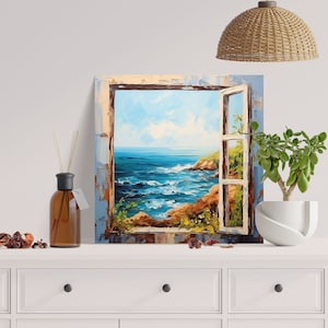 Window Wall Art, Canvas or Poster, Window Frame Art, Living Room Decor ...