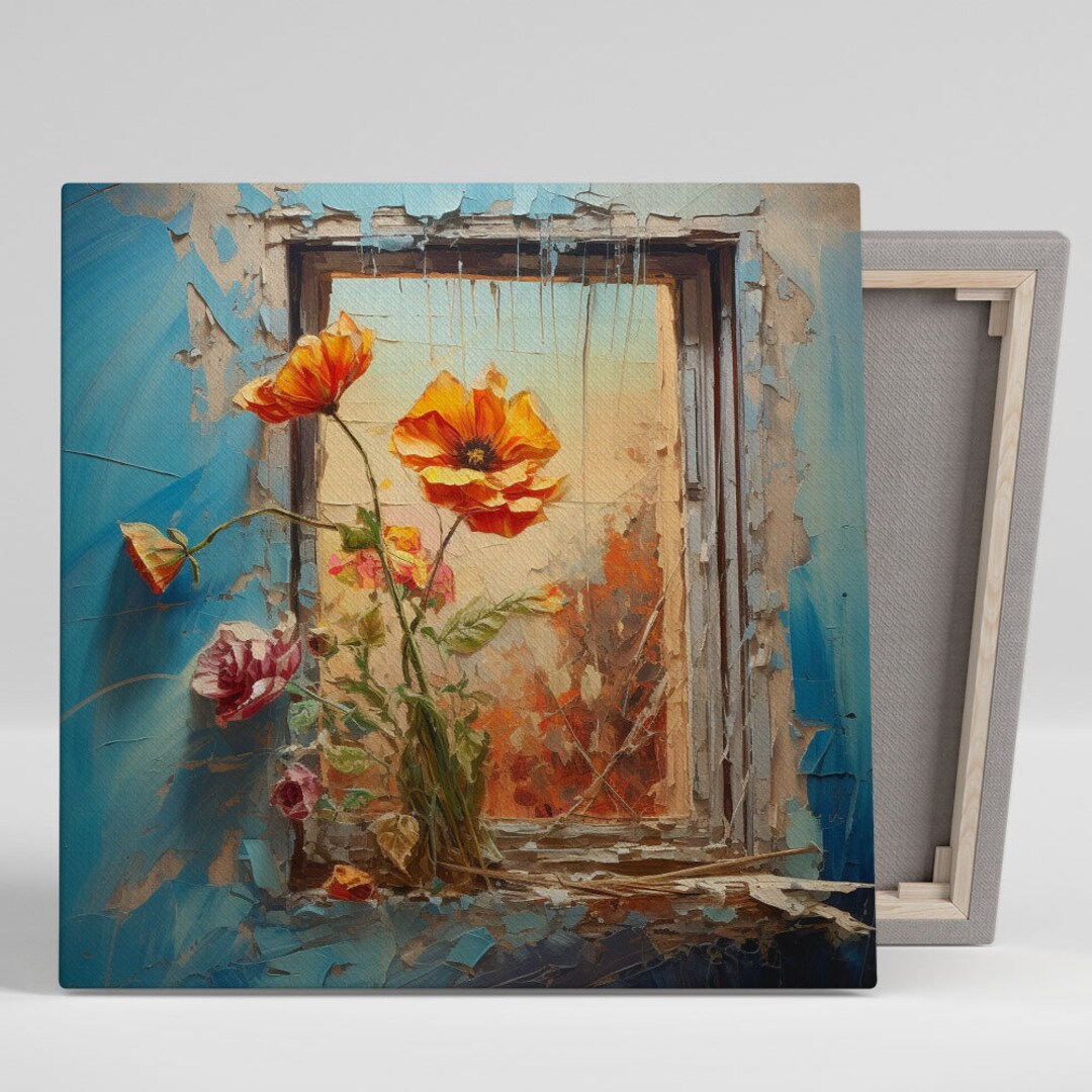 Floral Window Wall Art, Canvas or Poster, Window Garden Beauty, Floral ...