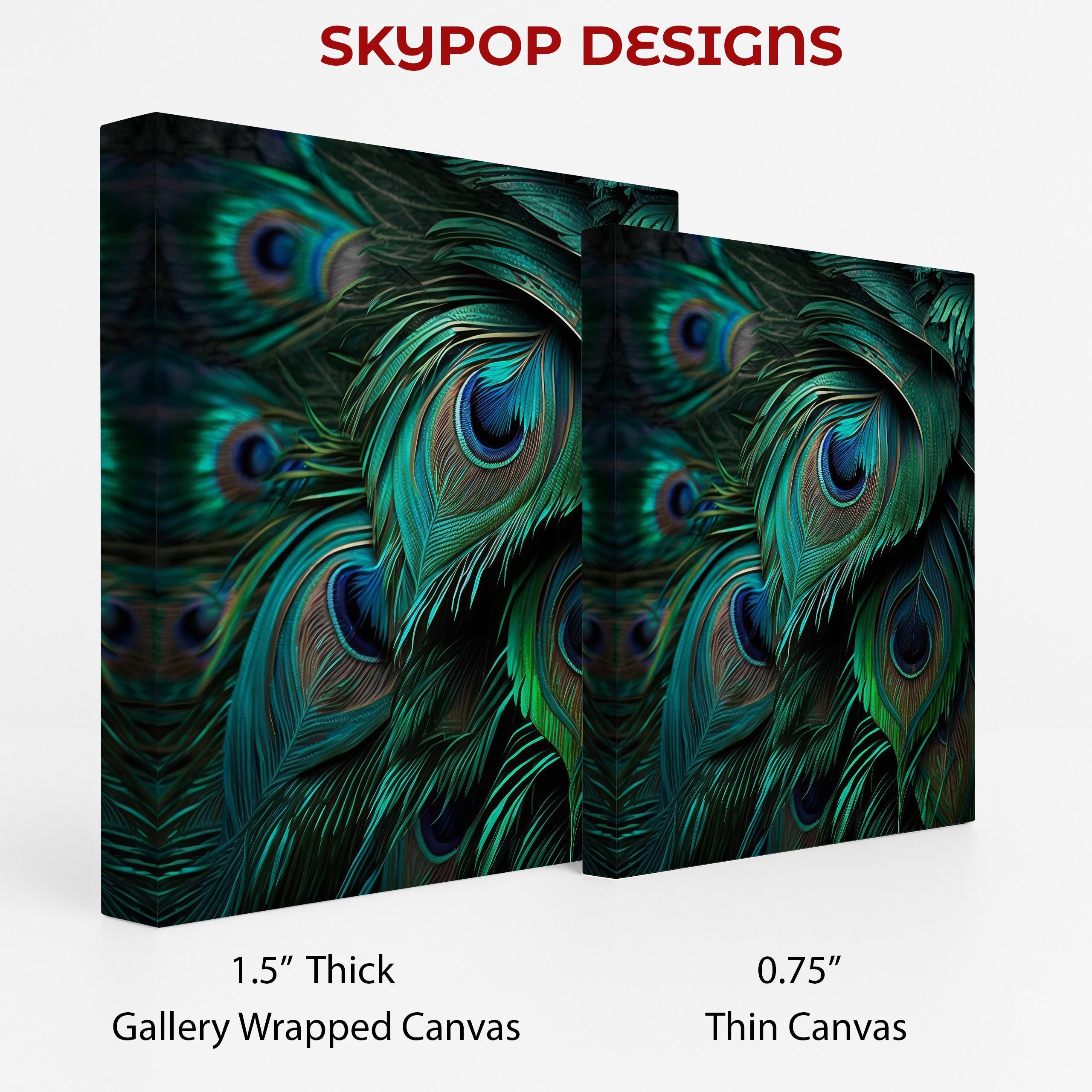 Peacock Feather Art, Canvas or Poster, Bohemian Modern Glam Decor ...