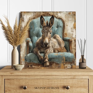 Regal Donkey Repose Art, Canvas or Poster, Animal Farmhouse Decor ...