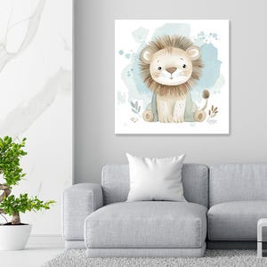 Cuddly Lion Cub Art, Canvas or Poster, Whimsical Animal Nature Decor ...
