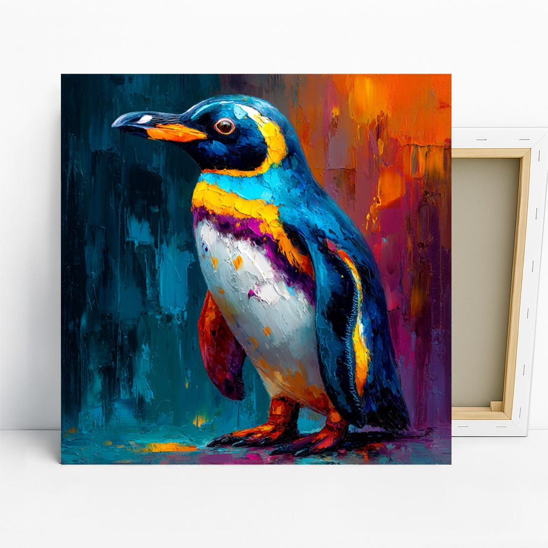 Penguin Art, Canvas or Poster, Vibrant Pop Graffiti Decor, Living Room ...