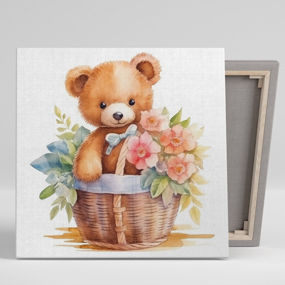 Teddy Bear Art, Canvas or Poster, Whimsical Nursery Decor, Children's ...