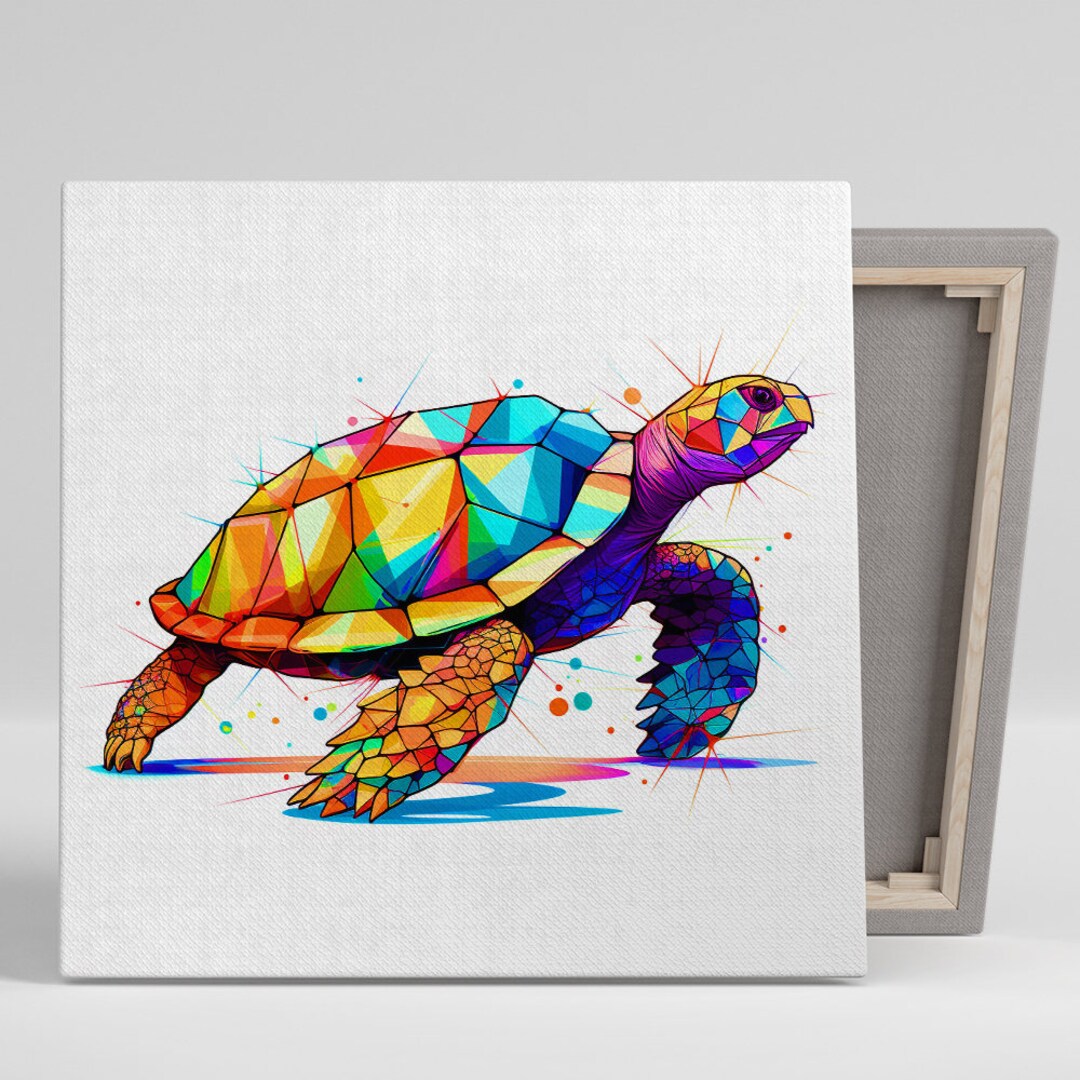 Geometric Sea Turtle Art, Canvas or Poster, Abstract Contemporary Decor ...