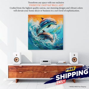 Dolphin Wall Art, Canvas or Poster, Home Decor, Animal Decor, Living Room Decor, Modern Wall Art ...