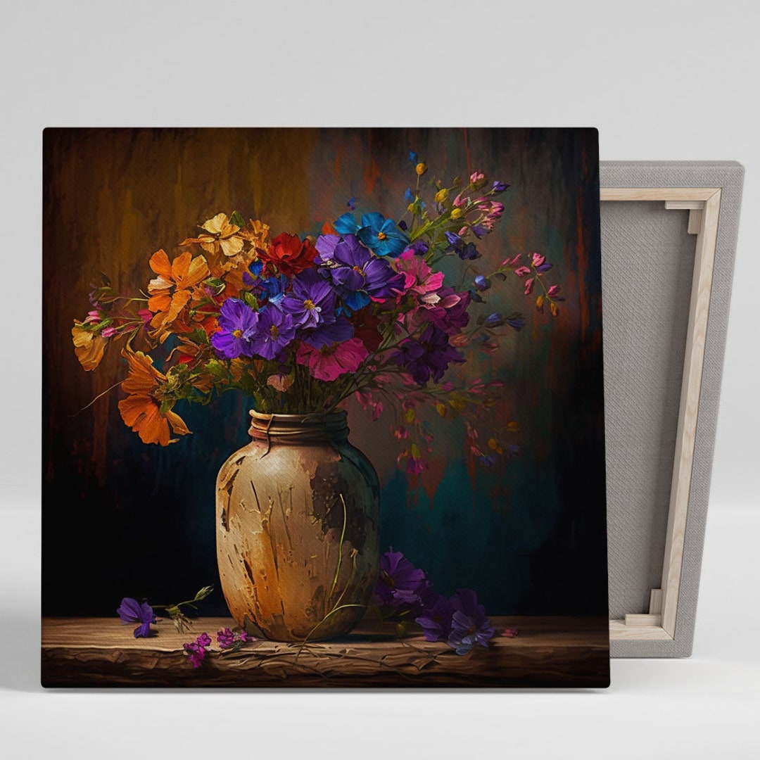 Flower Vase Wall Art, Canvas or Poster, Flower Vase Wall Decor, Living ...