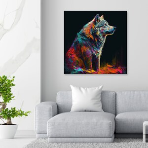 Modern Wolf Art, Wolf Canvas or Poster, Vibrant Wolf Art, Wolf Wall Art ...