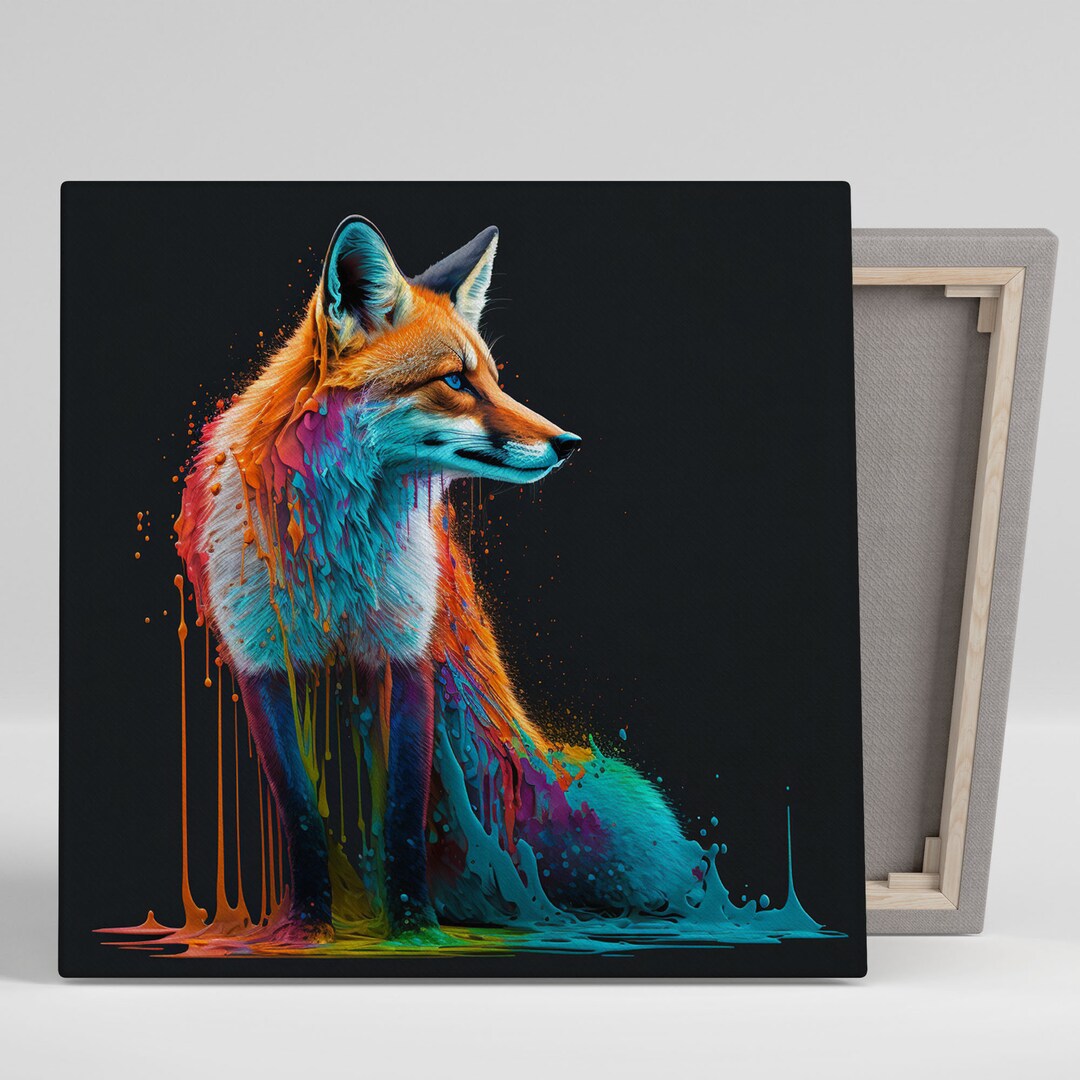 Vibrant Fox Art, Canvas or Poster, Colorful Fox Poster, Fox Wall Art ...