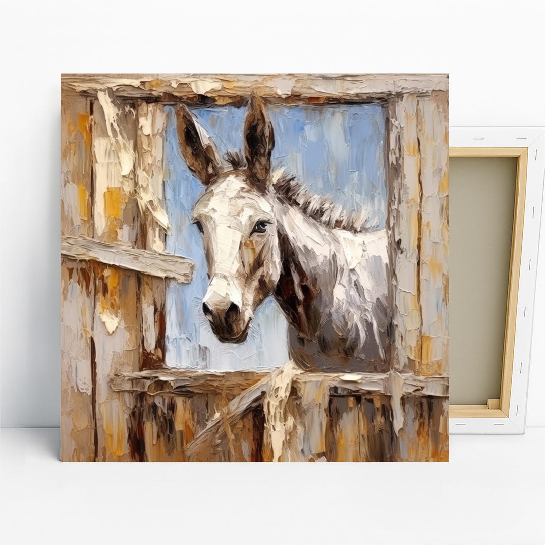 Donkey Art, Canvas or Poster, Rustic Farmhouse Country Decor, Living ...