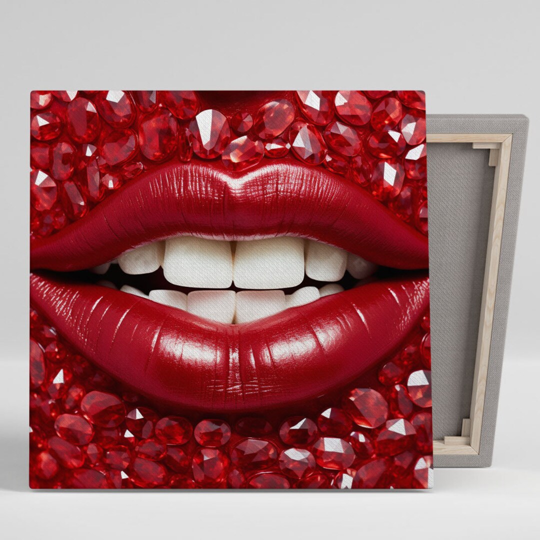 Red Lip Decor, Canvas or Poster, Lip Artistry, Contemporary Art, Beauty ...