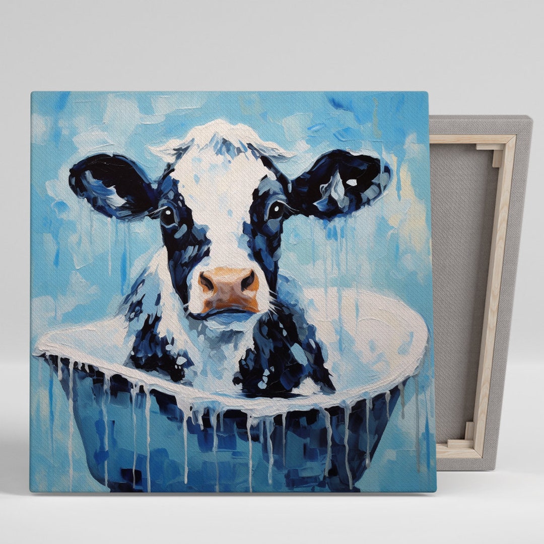 Cow Art, Canvas or Poster, Animal Rustic Decor, Kitchen Dining Room ...