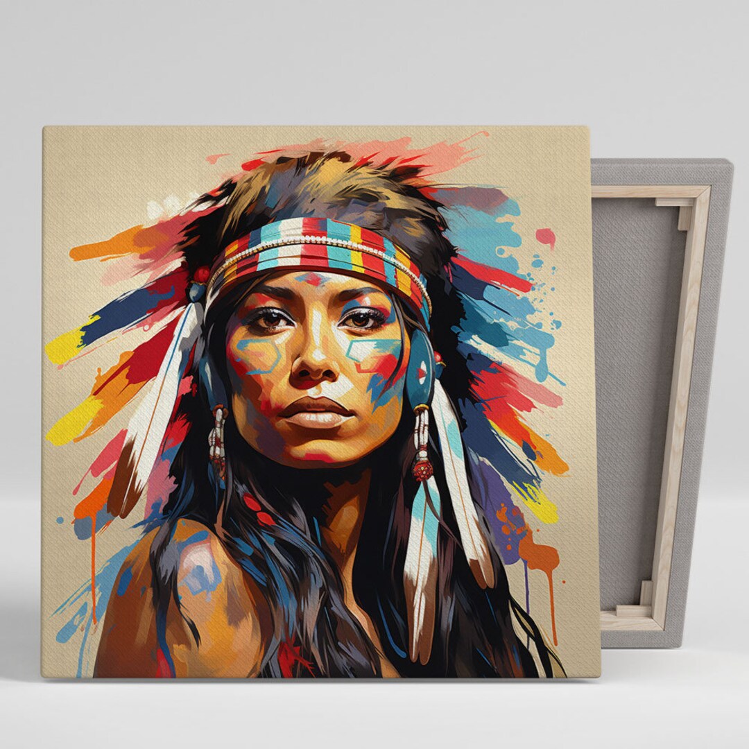 Native Wall Decor, Canvas or Poster, Red Indian Art, Tribal Wall Decor ...