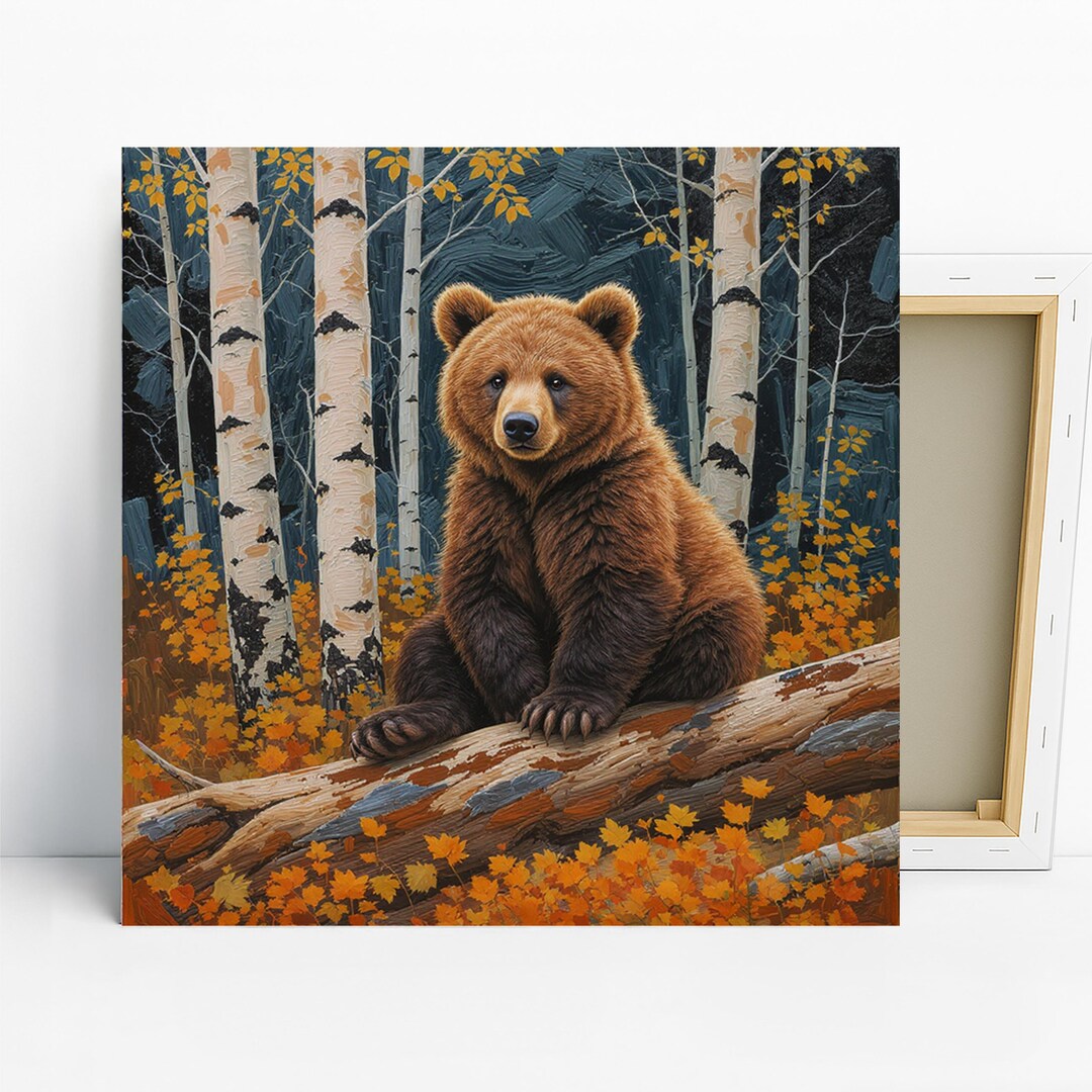 Brown Bear Art, Poster or Canvas, Farmhouse Rustic Decor, Living Room ...