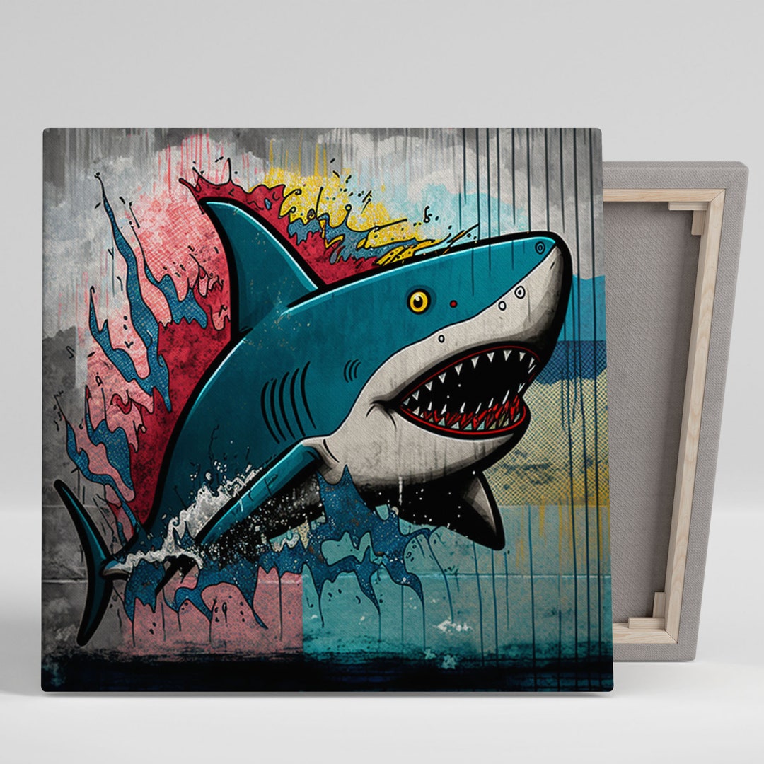 Abstract Shark Wall Decor, Canvas or Poster, Abstract Wall Decor ...