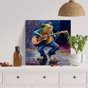 Frog Guitar Wall Decor, Canvas or Poster, Animal Music Decor, Amphibian ...