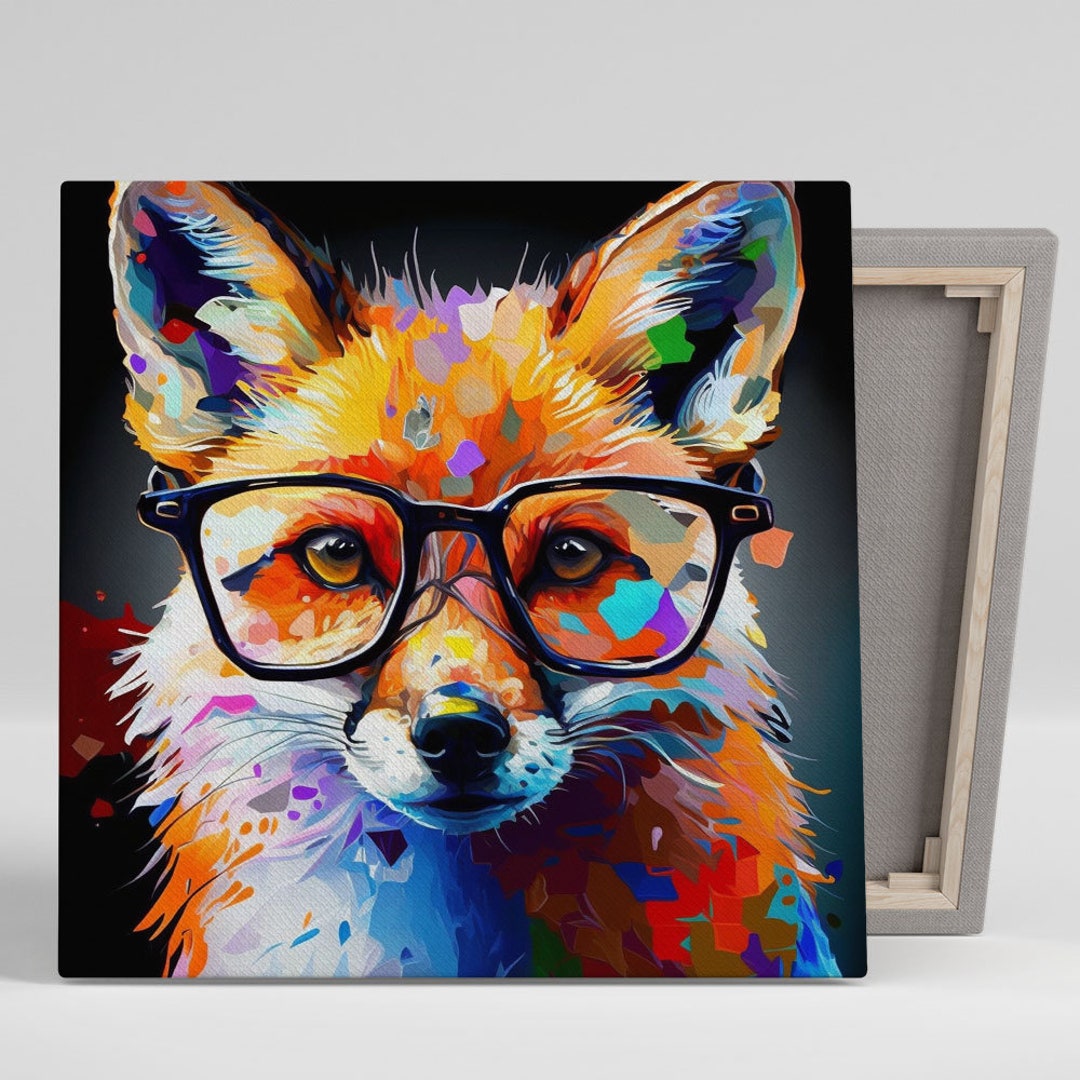 Fox Wall Art, Canvas or Poster, Fox With Glasses, Fox Wall Hanging ...