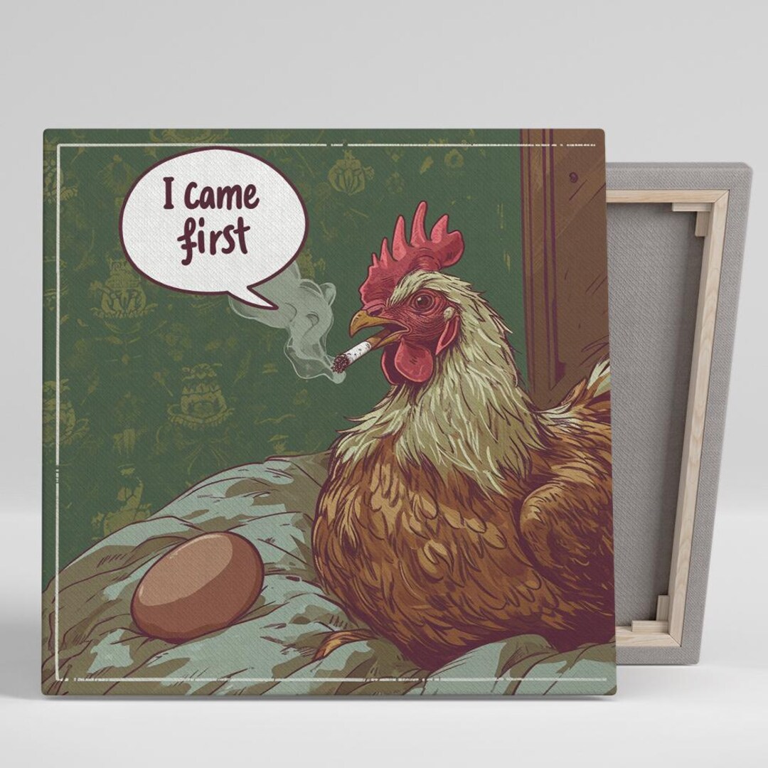 Smoking Rooster Art, Canvas or Poster, Whimsical Retro Animal Decor ...