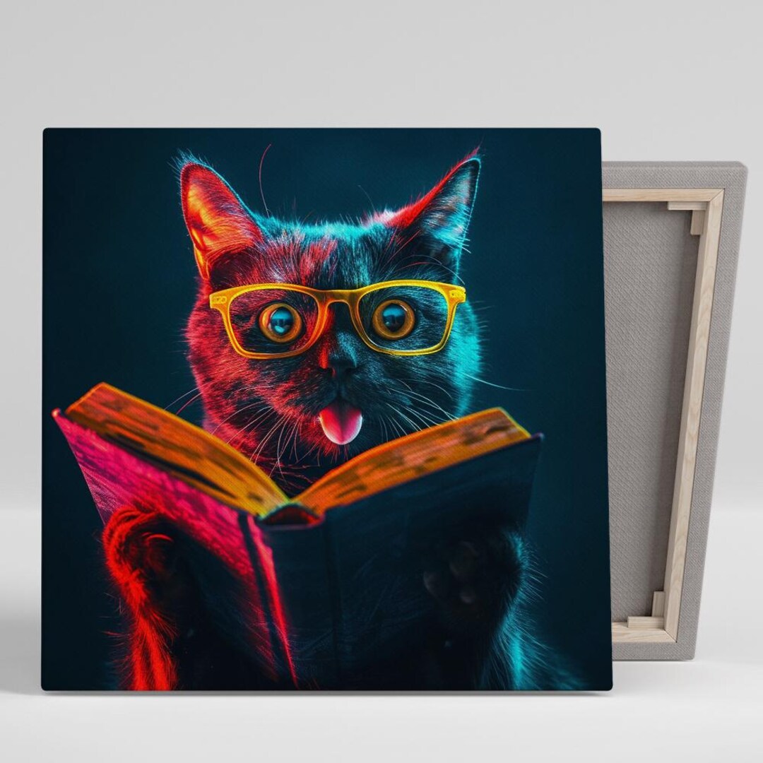 Cat Intellectual Cat Art, Canvas or Poster, Pop Art Contemporary Decor ...