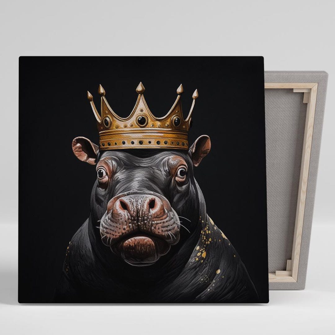 Regal Hippo Royalty Art, Canvas or Poster, Animal Contemporary Glam ...