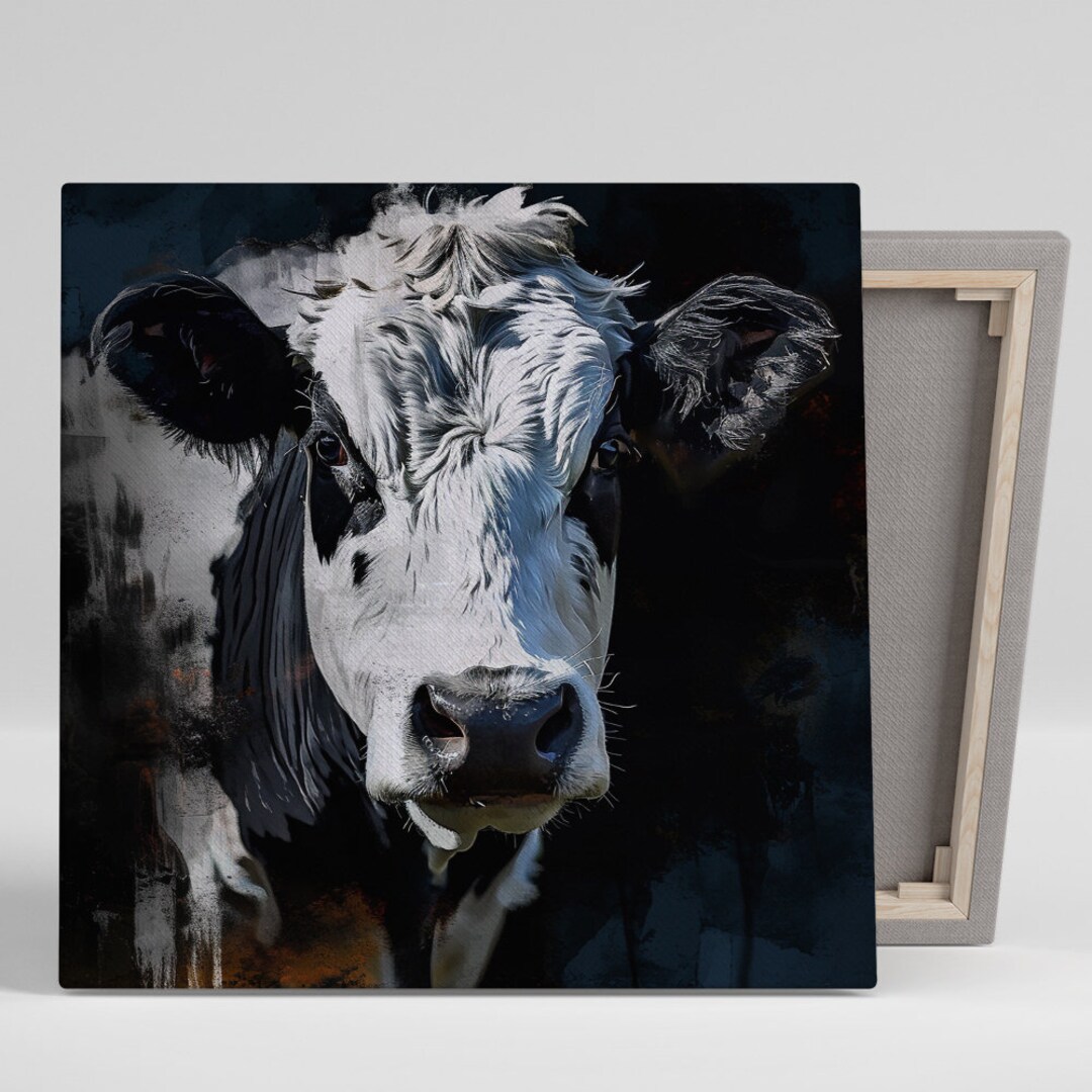 Cow Art, Canvas or Poster, Animal Rustic Decor, Living Room Dining Room ...