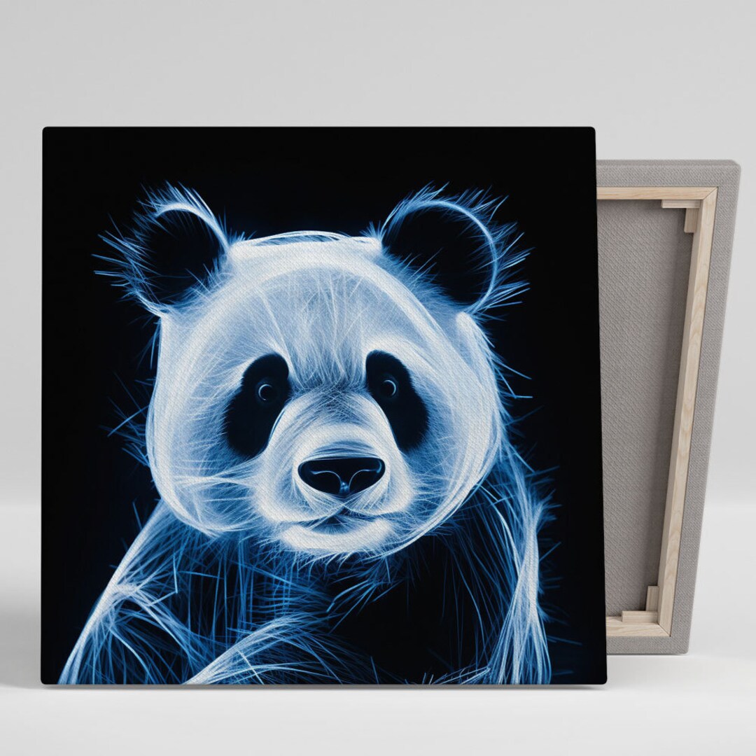 Neon Panda Wall Art, Canvas or Poster, Panda Wall Decor, Panda Print ...