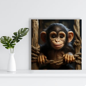 Monkey Wall Art, Canvas or Poster, Home Decor, Living Room Decor ...