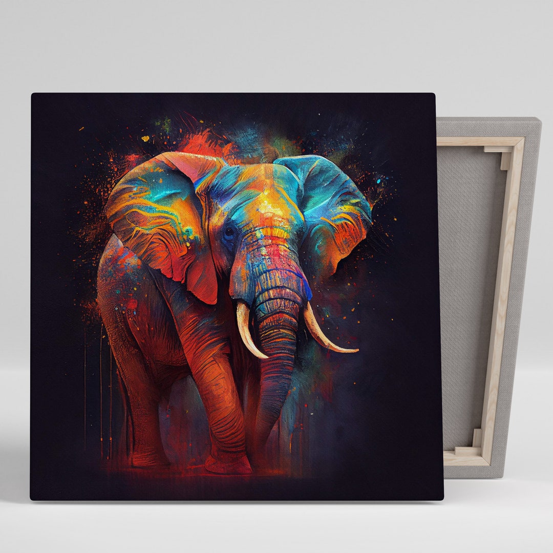 Abstract Colorful Elephant Wall Art, Canvas or Poster, Elephant Wall ...
