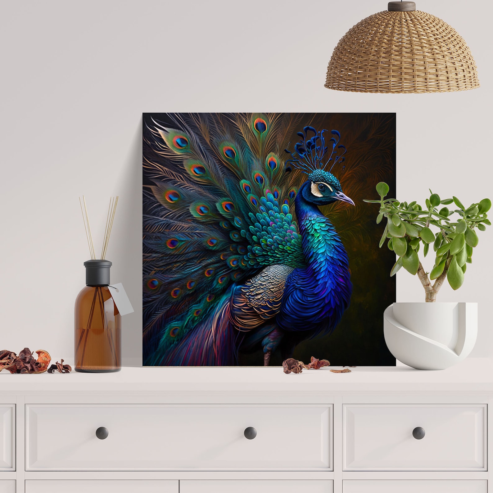 Vibrant Peacock Wall Art, Canvas or Poster, Peacock Art, Wall Art, Wall ...