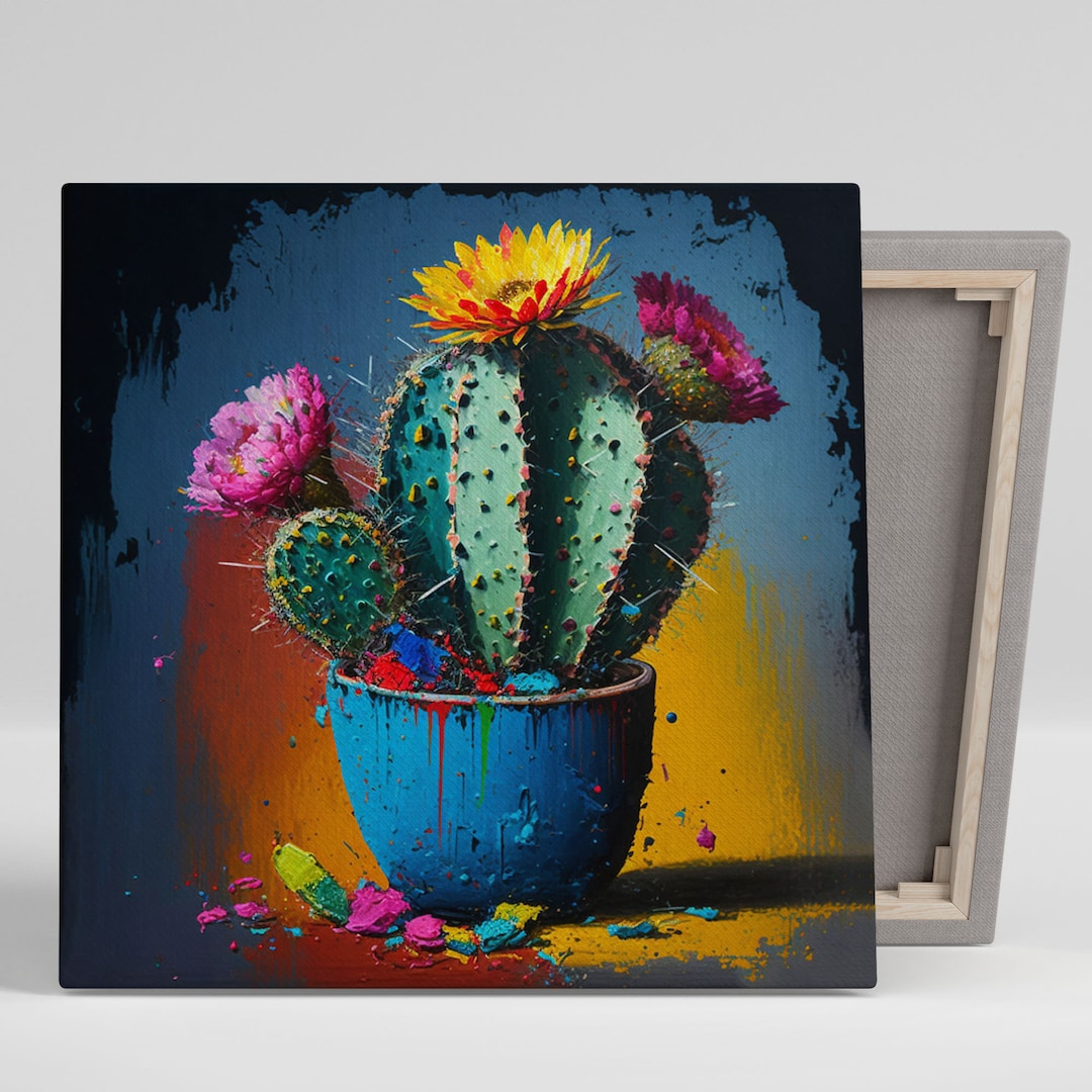 Cactus Wall Decor, Canvas or Poster, Succulent Art, Desert Decor, Plant ...