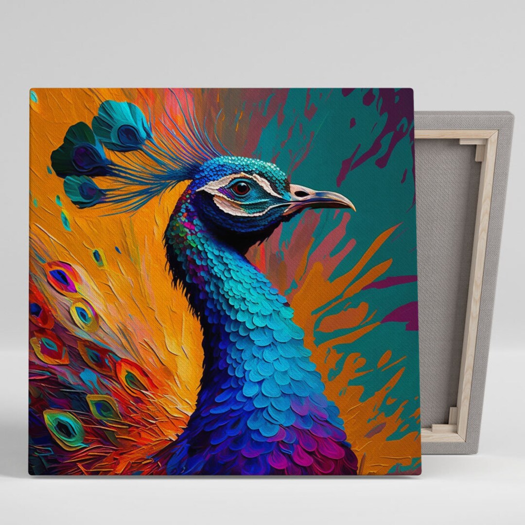 Vibrant Peacock Art, Canvas or Poster, Peacock Art, Wall Art, Wall ...