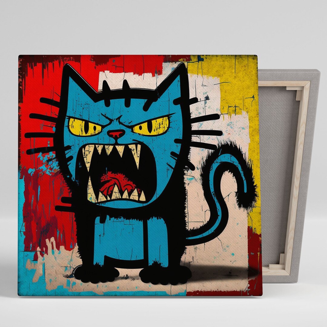 Angry Cat Wall Art, Canvas or Poster, Farm Animal, Angry Cat Decor ...