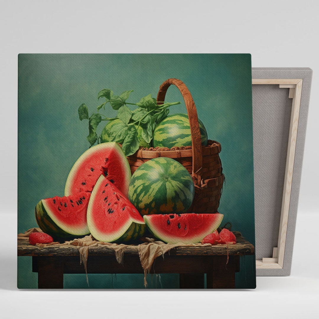 Watermelon Wall Decor, Canvas or Poster, Kitchen Wall Art, Whimsical ...