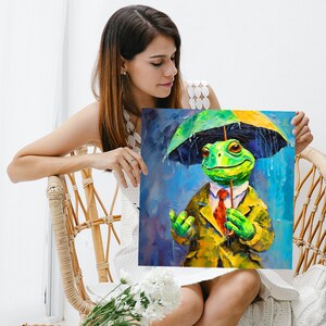 Dapper Frog Umbrella Wall Art, Canvas or Poster, Whimsical Animal ...