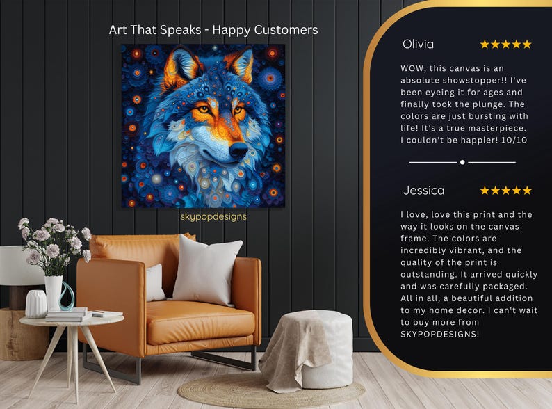 Cosmic Wolf Art, Canvas or Poster, Whimsical Animal Decor, Living Room ...