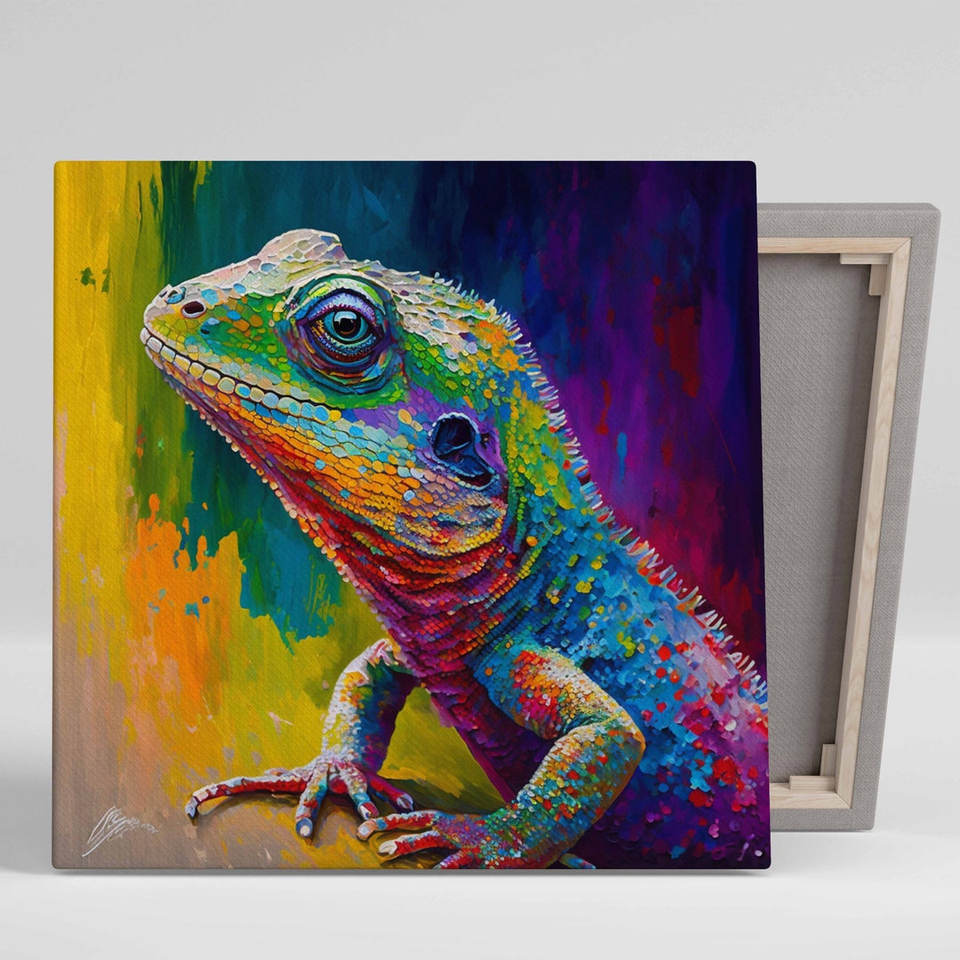 Colorful Lizard Wall Art, Canvas or Poster, Exotic Home Decor for Any ...