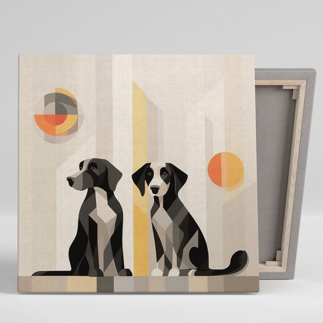 Abstract Dogs Art, Canvas or Poster, Contemporary Pet Decor, Dog ...