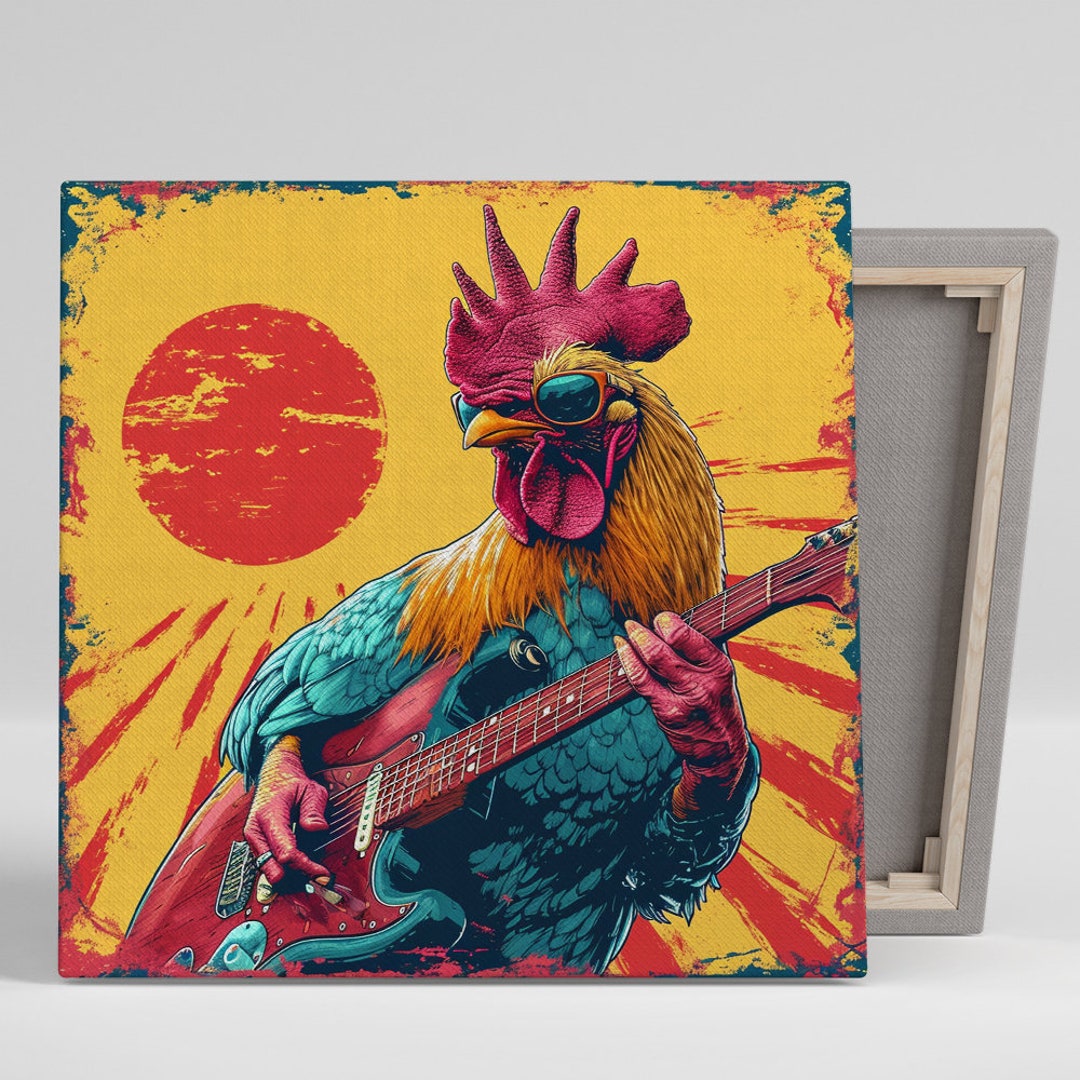 Rock'n'roll Rooster Art, Canvas or Poster, Pop Retro Music Decor ...