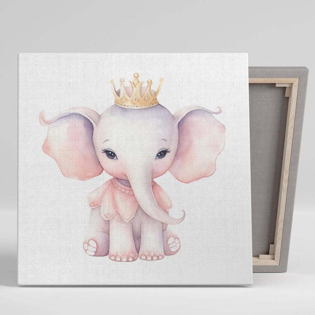 Royal Baby Elephant Princess Wall Art, Canvas or Poster, Whimsical ...