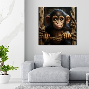 Monkey Wall Art, Canvas or Poster, Home Decor, Living Room Decor ...