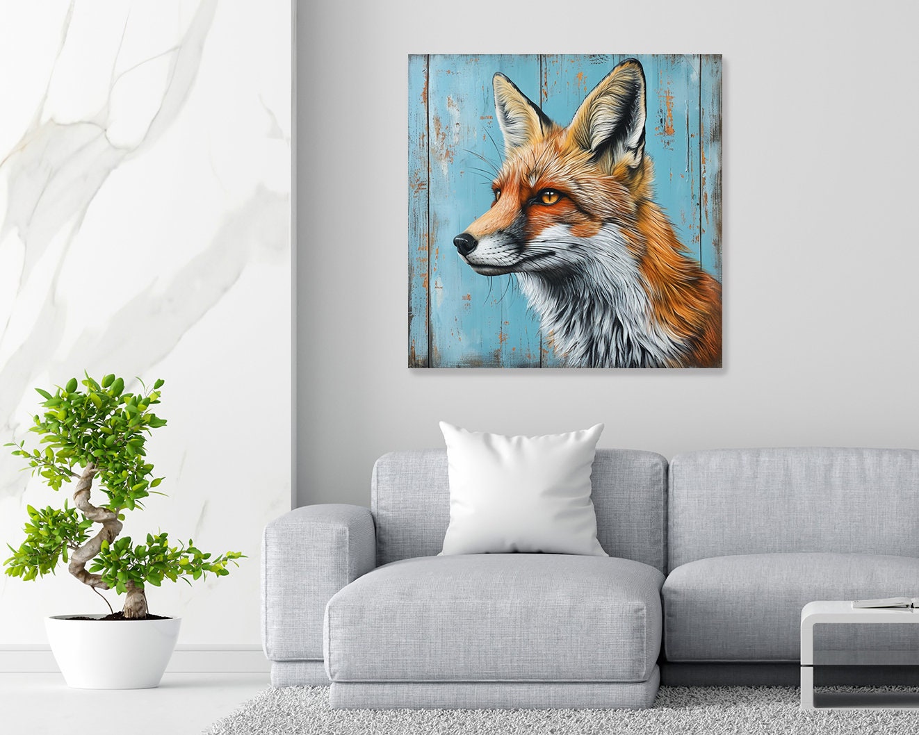 Fox Portrait Wall Art, Canvas or Poster, Rustic Farmhouse Decor, Living ...