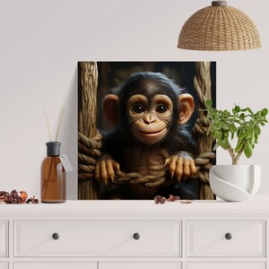 Monkey Wall Art, Canvas or Poster, Home Decor, Living Room Decor ...