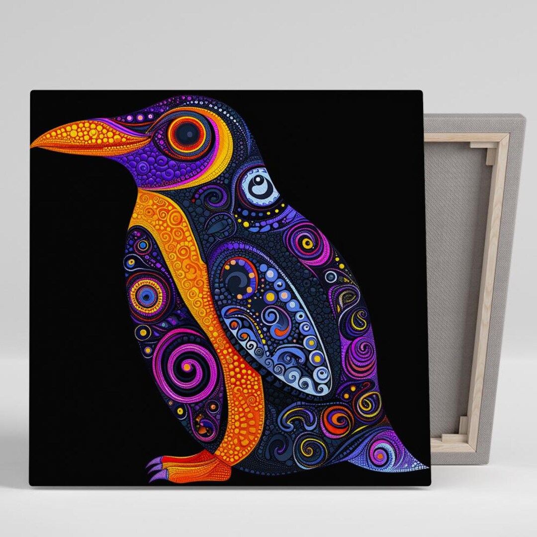 Psychedelic Penguin Art, Canvas or Poster, Contemporary Whimsical Decor ...