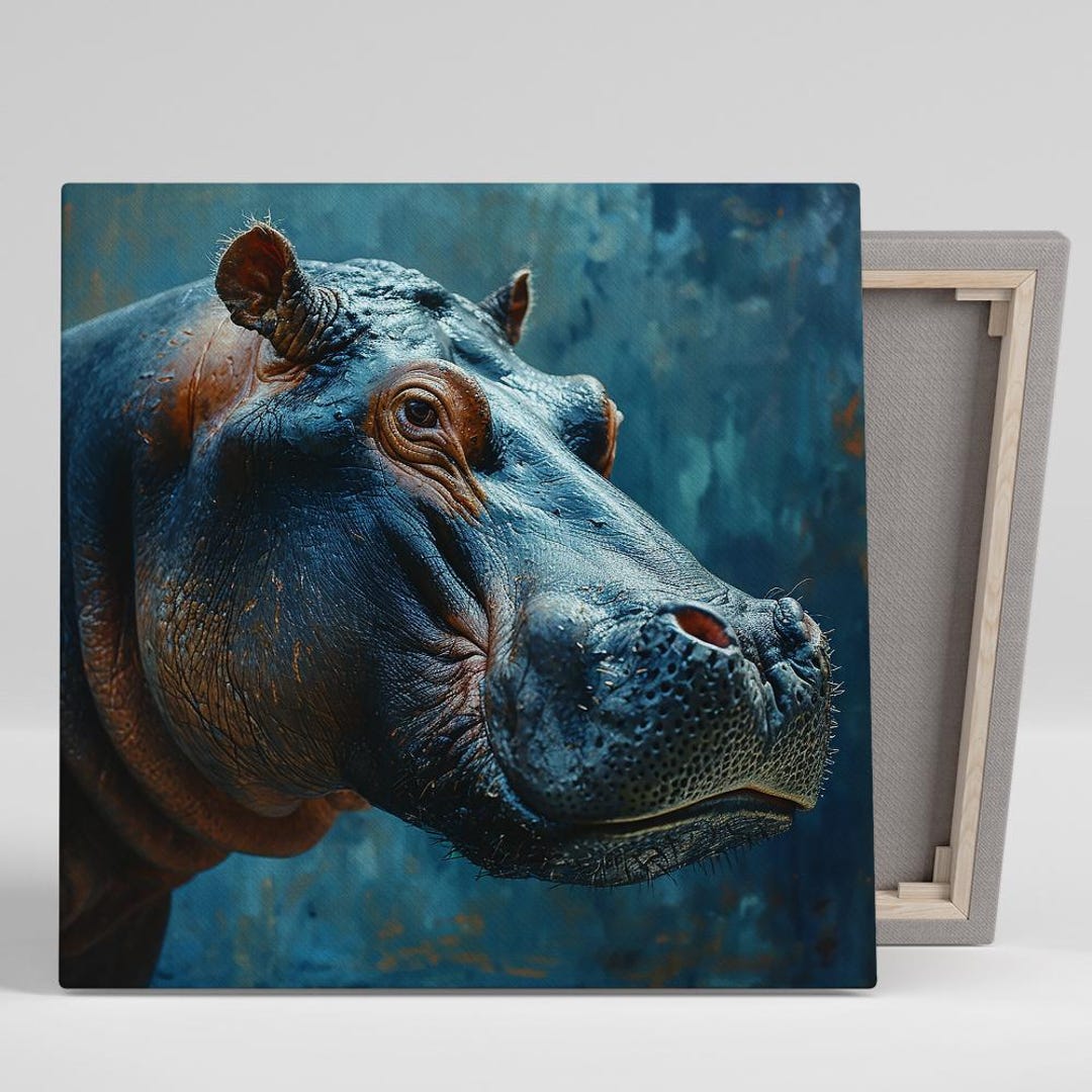 Hippopotamus Wall Art, Canvas or Poster, Nature Contemporary Decor ...