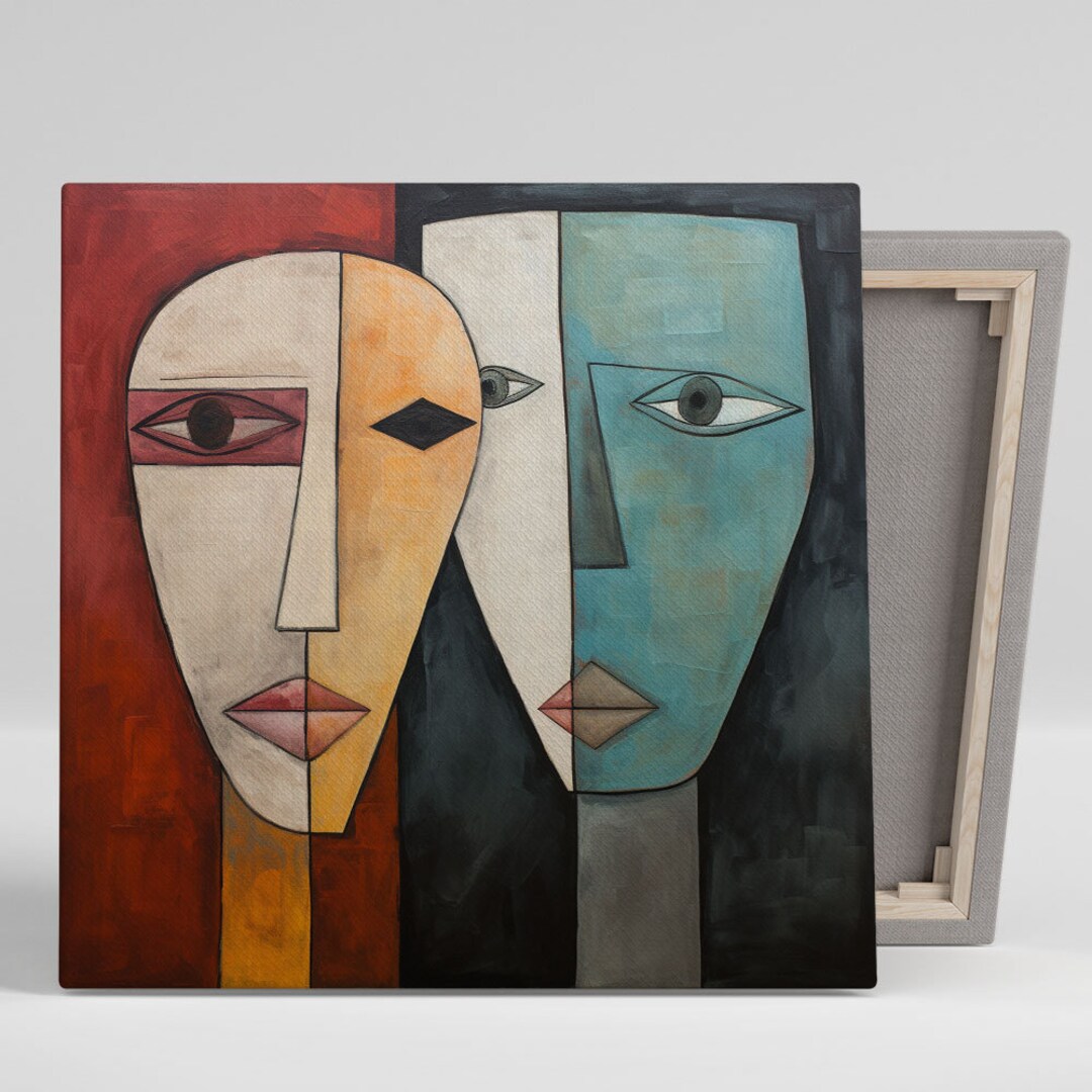 Abstract Two Face Wall Art, Canvas or Poster, Modern Wall Decor ...