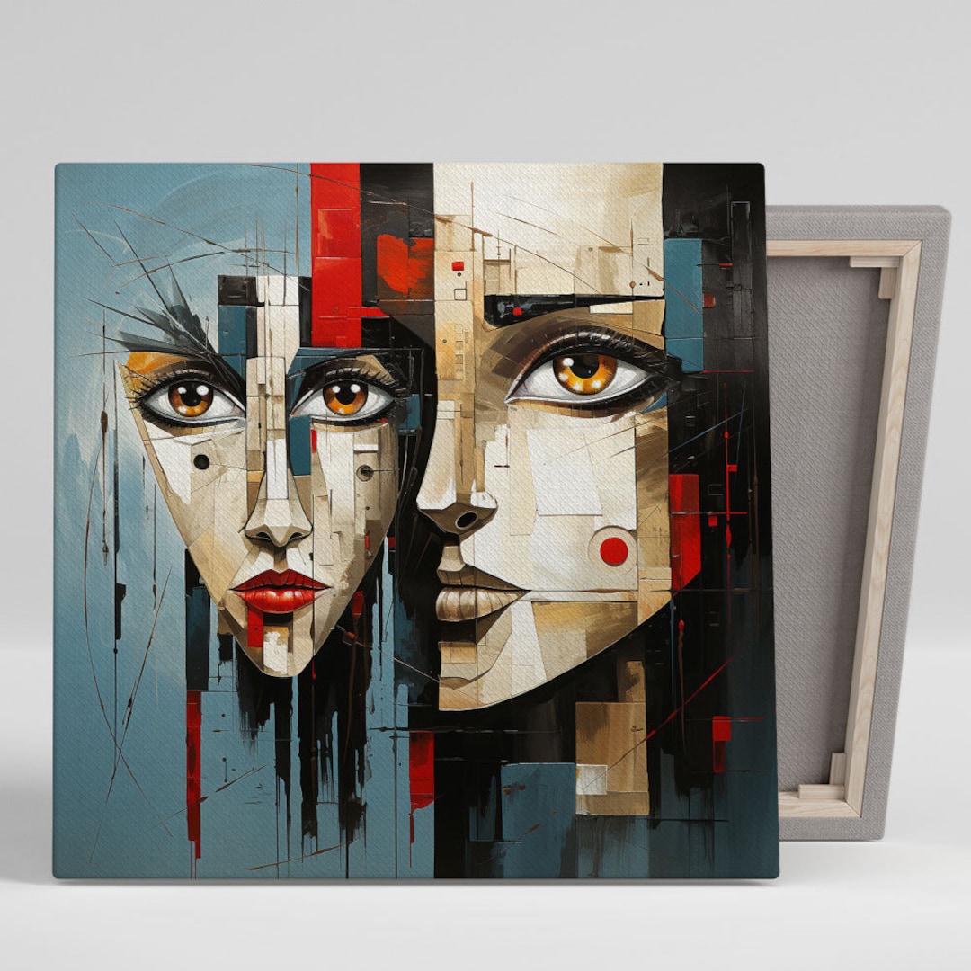Abstract Two Face Art Canvas or Poster Modern Wall Decor - Etsy