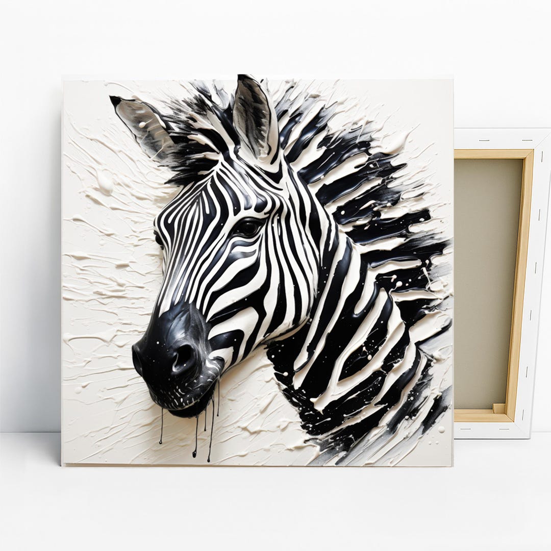 Zebra Art, Canvas or Poster, Abstract Nature Decor, Living Room Bedroom ...