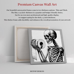Skull Toilet Paper Art, Canvas or Poster, Bony Butt Wiper, Spooky ...