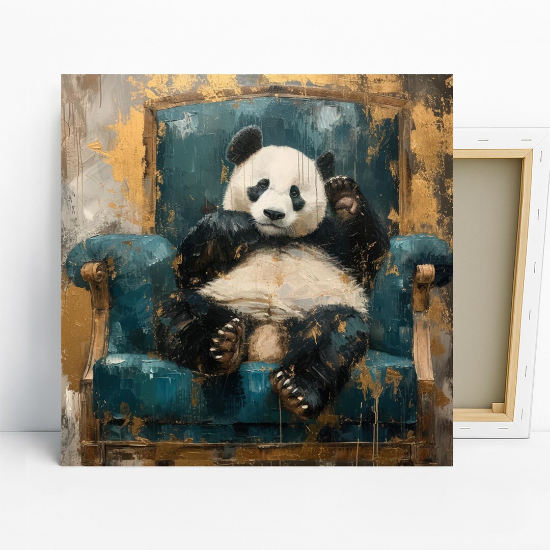 Panda Art, Canvas or Poster, Contemporary Glam Decor, Living Room ...